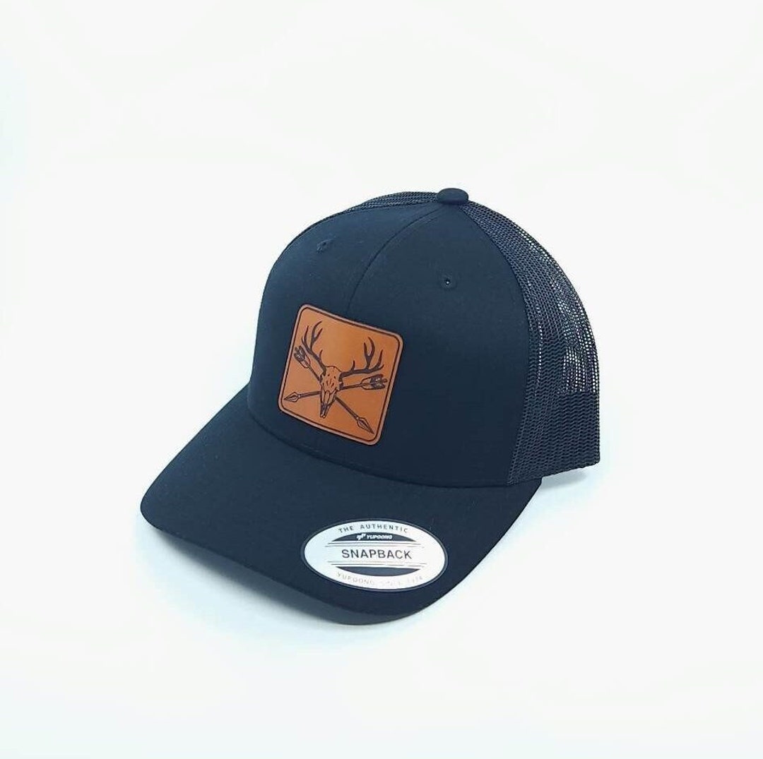 Elk Bow Hunting Hat Full Grain Leather Patch Trucker Hat - Etsy