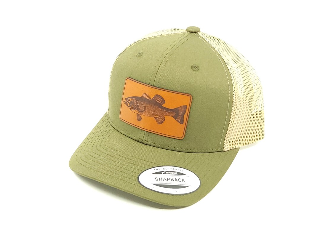 Bass Fish Snapback Trucker Hat Full Grain Leather Patch - Etsy