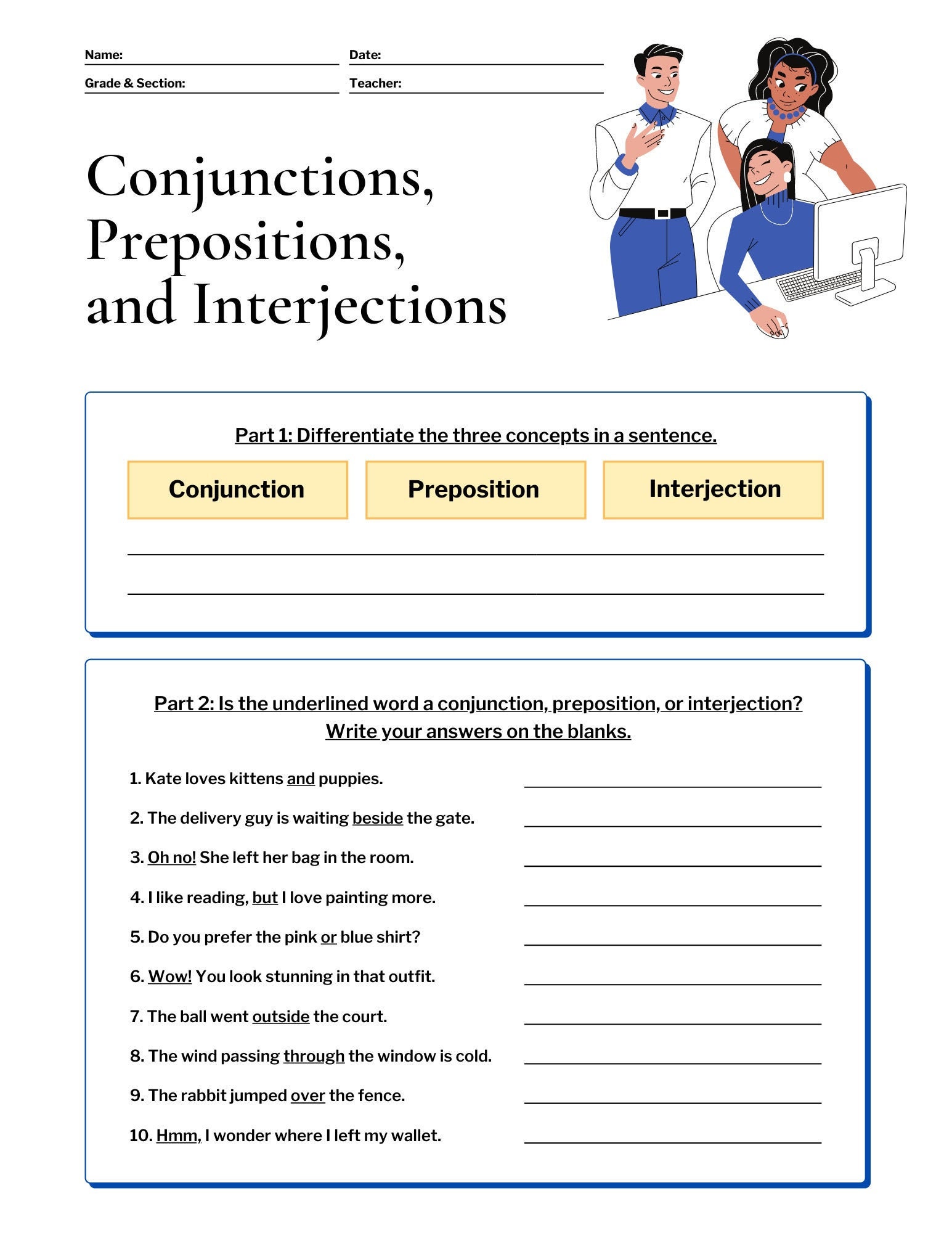 Interjections Worksheets