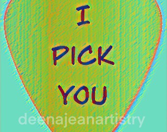 Printable I Pick You Guitar Valentine's Day Cards, 3x4 Gift Tags With ...