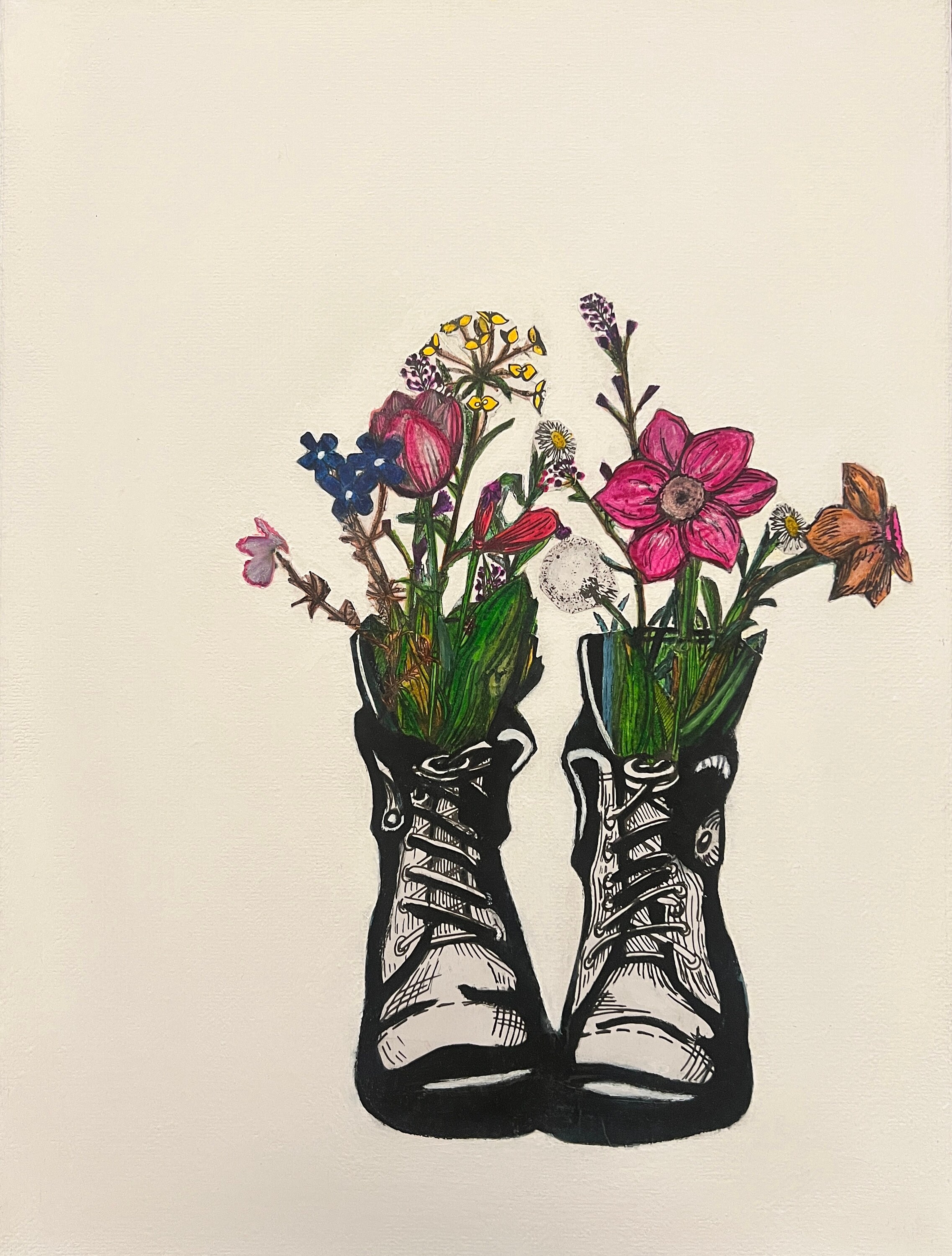 Boots and Flowers - Original - Etsy