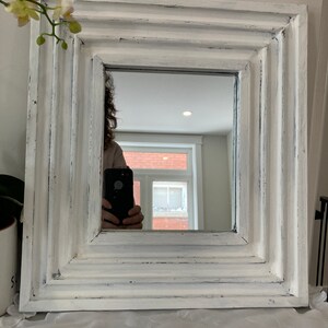 Vintage Farmhouse Style Mirror Rustic Distressed White Refurbished ...