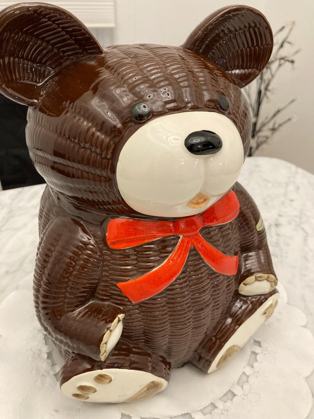 Vintage Teddy Bear Piggy Bank 9.50 Tall Ceramic Bear Bank Gift for ...