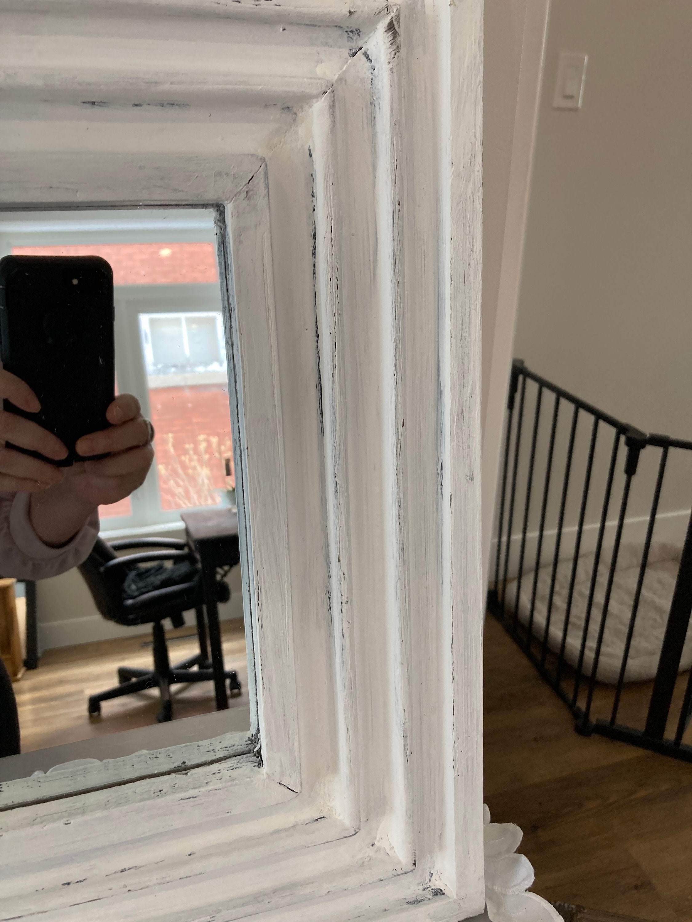 Vintage Farmhouse Style Mirror Rustic Distressed White Refurbished ...