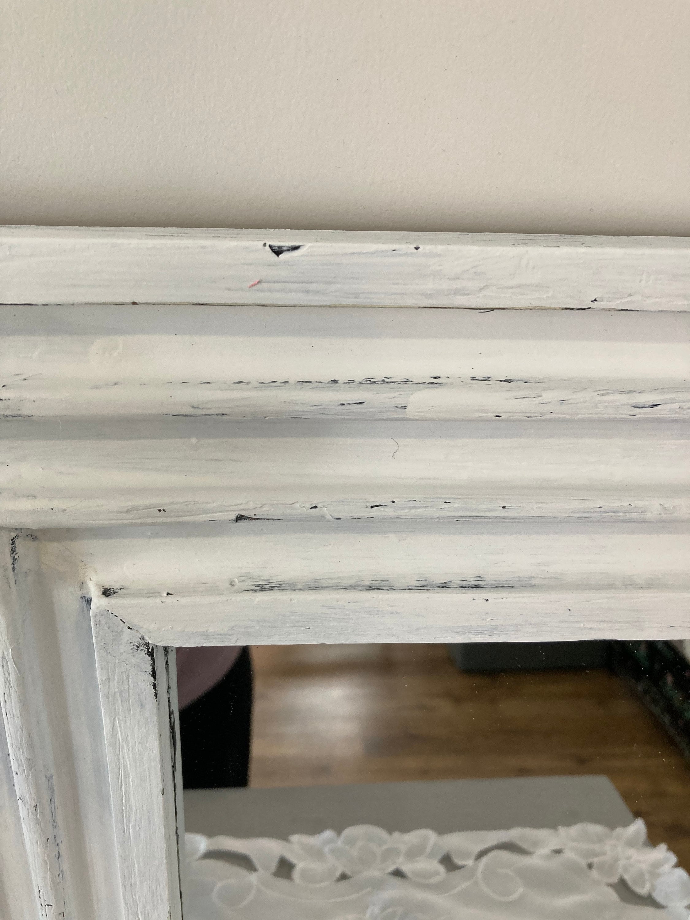 Vintage Farmhouse Style Mirror Rustic Distressed White Refurbished ...