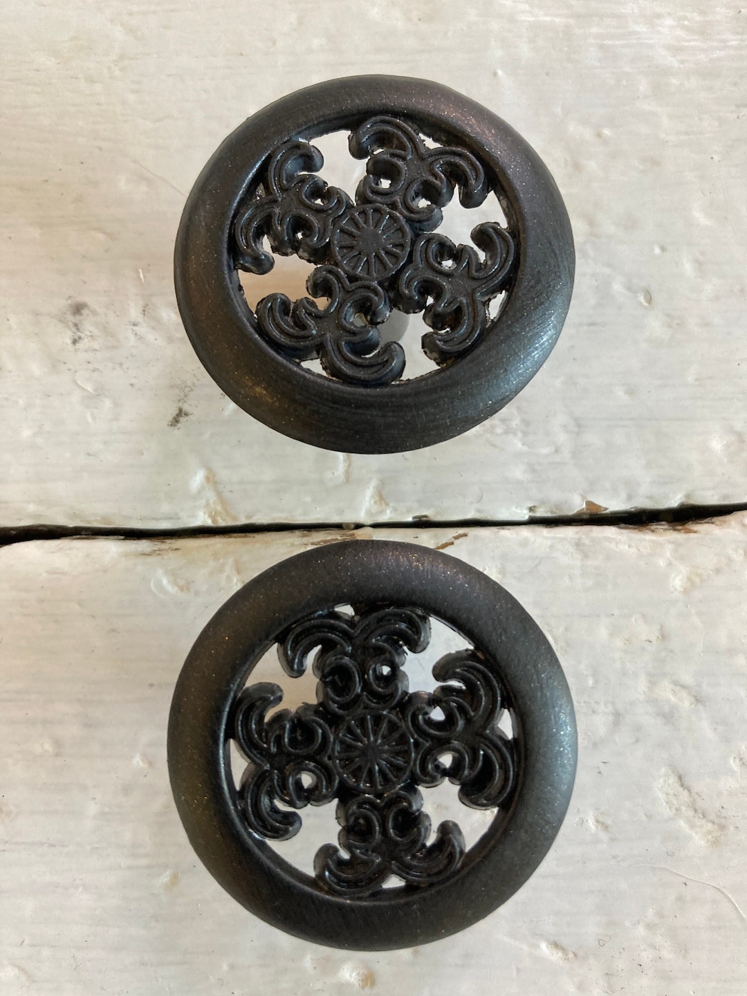 Black Farmhouse Style Knob Cabinet Hardware Shabby Chic Vintage Look ...