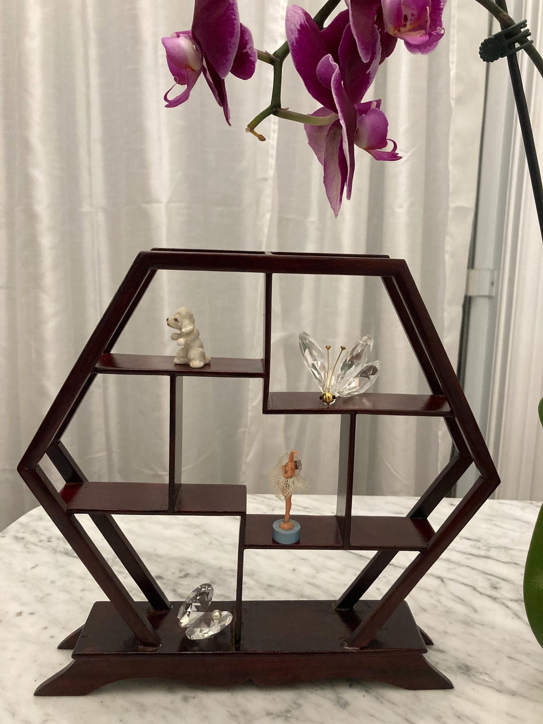 Vintage Oriental Miniature Curio Shelf 10" Inches Tall Chinese Rosewood ...