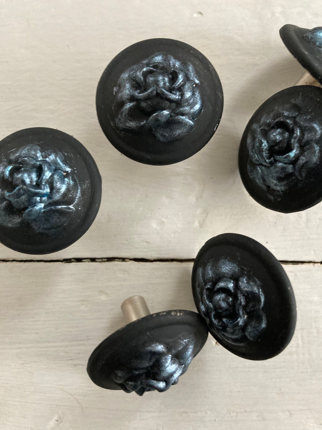 Black Farmhouse Style Knob Shabby Chic Vintage Rustic Country Cabinet ...