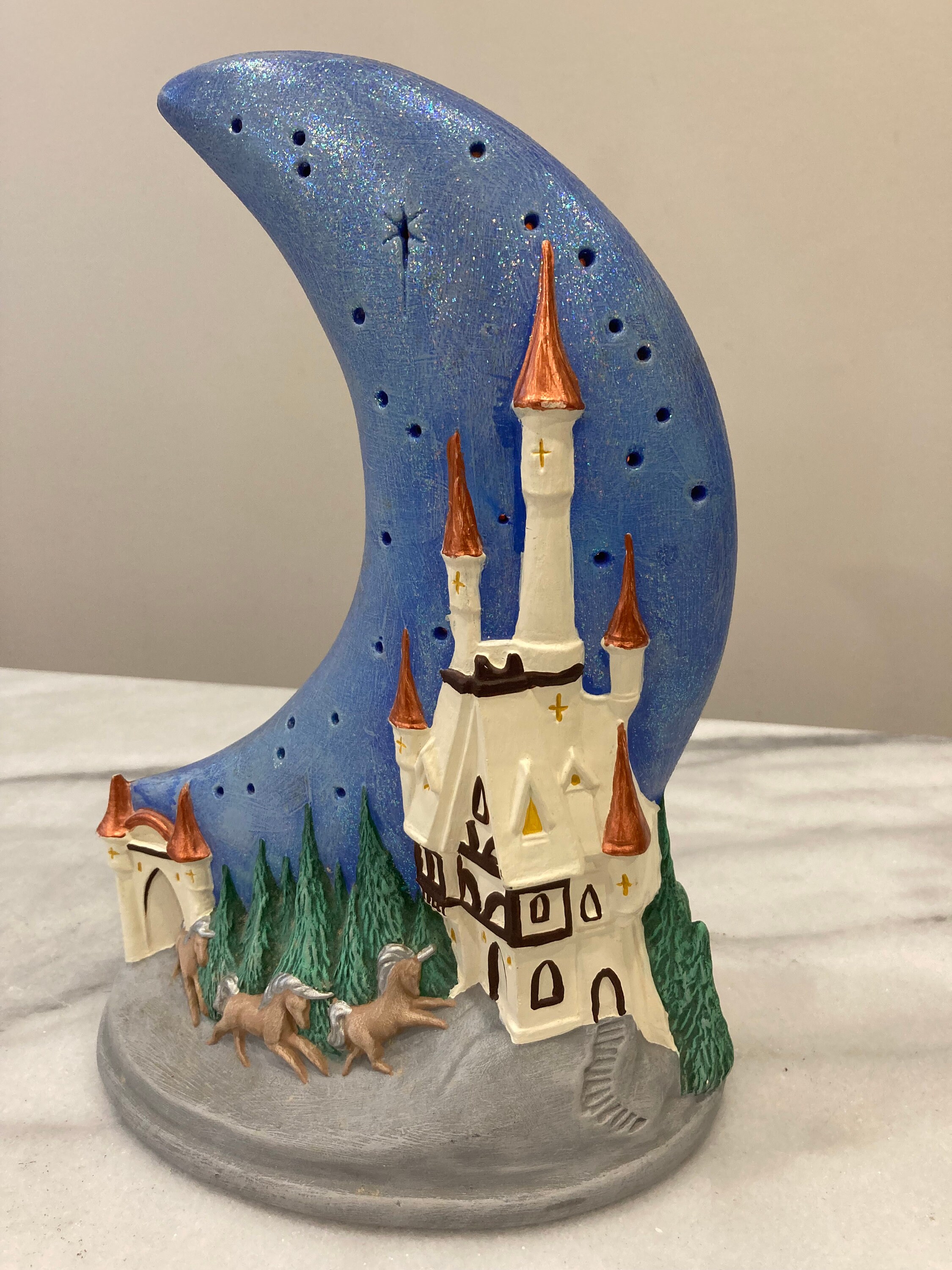 Vintage Ceramic Moon and Star Lamp With Unicorns Vintage Moon - Etsy