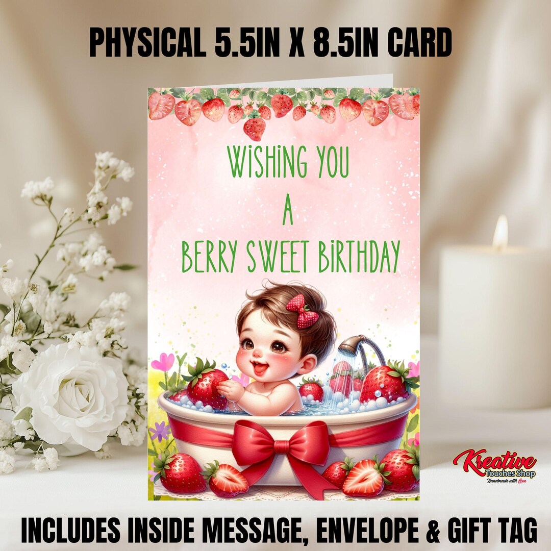 Berry Sweet 1st Birthday Card for Girl - Etsy
