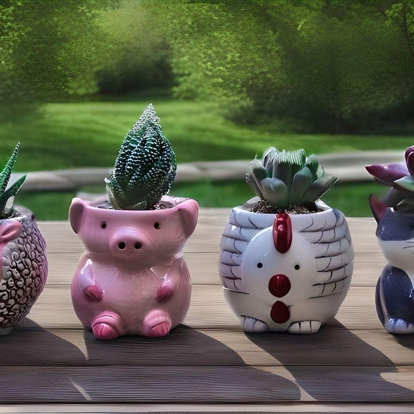 Animal Plant Pot - Etsy