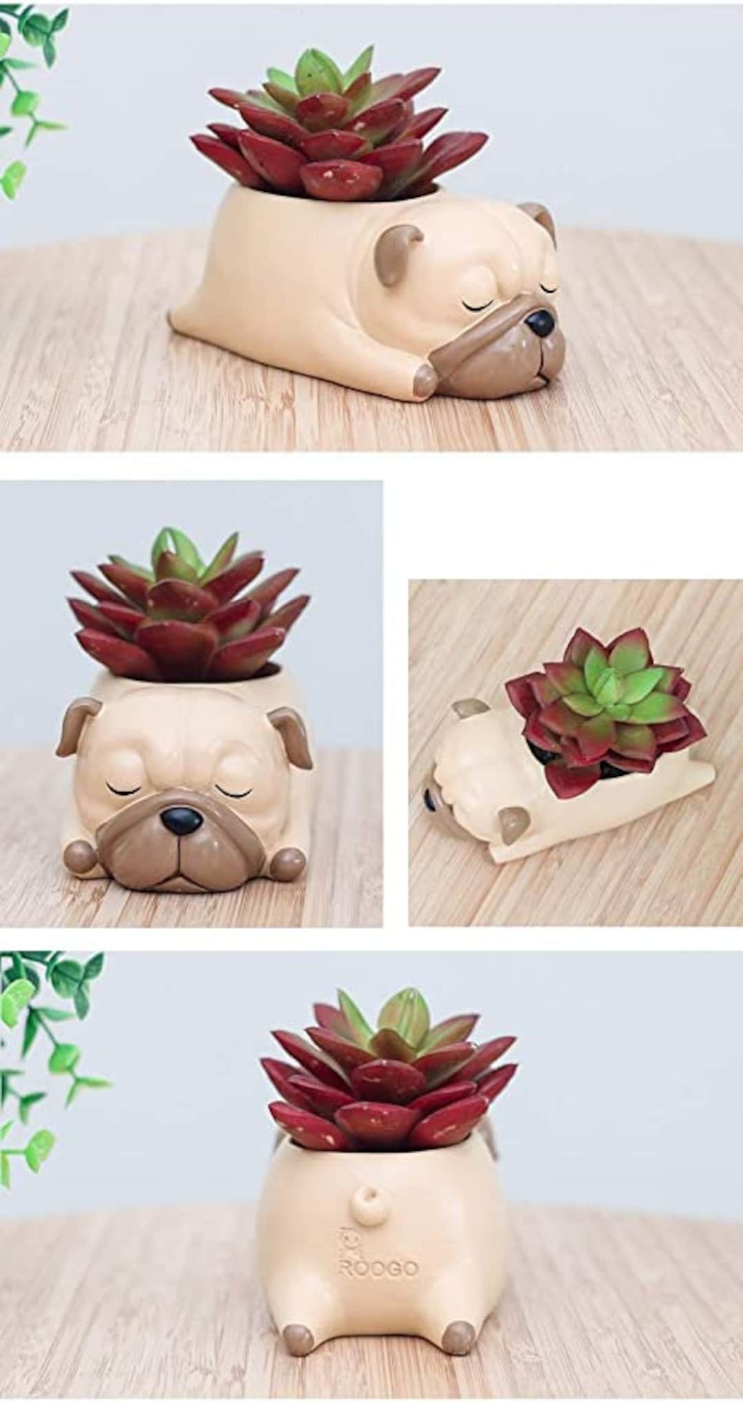 Pug Plant Pot Animal Planter Pug Dog/puppy Holiday Celebration Pet Pugs ...