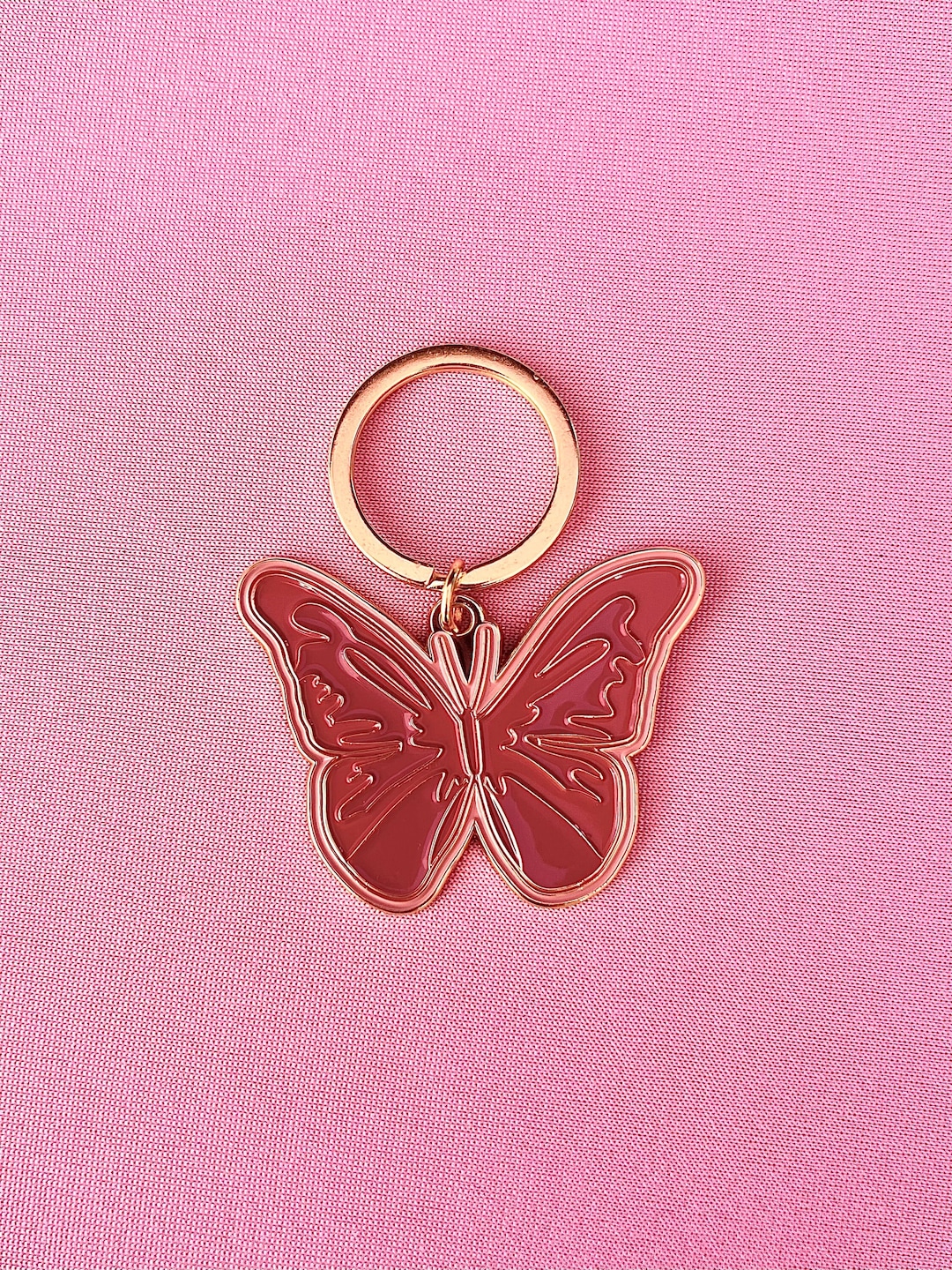 Maroon Pink Butterfly, Soft Enamel Gold Metal Keychain, 2x1.5" - Etsy