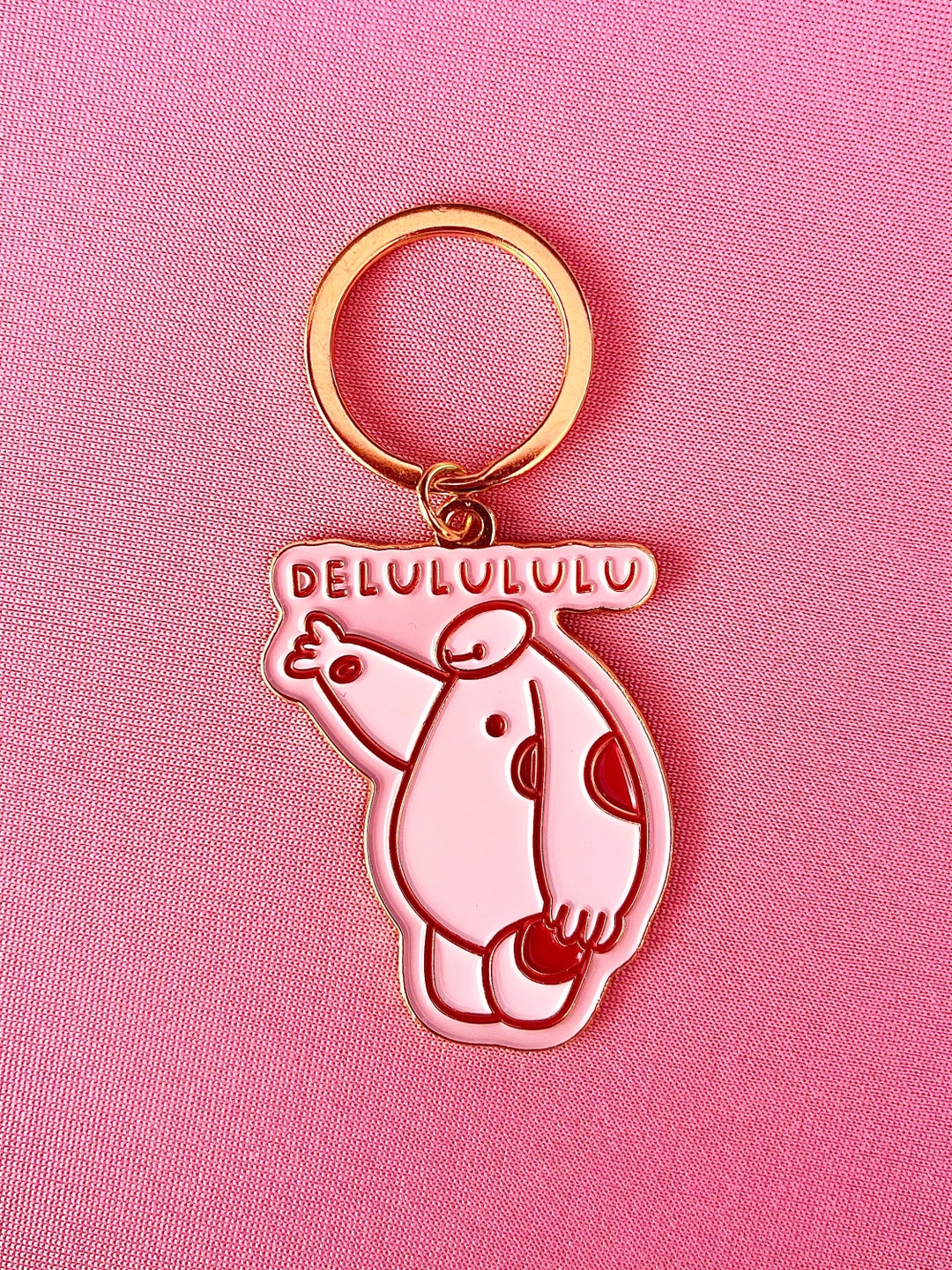 Delulululu Pink Baymax, Soft Enamel Gold Metal Keychain, 2x1.5" - Etsy