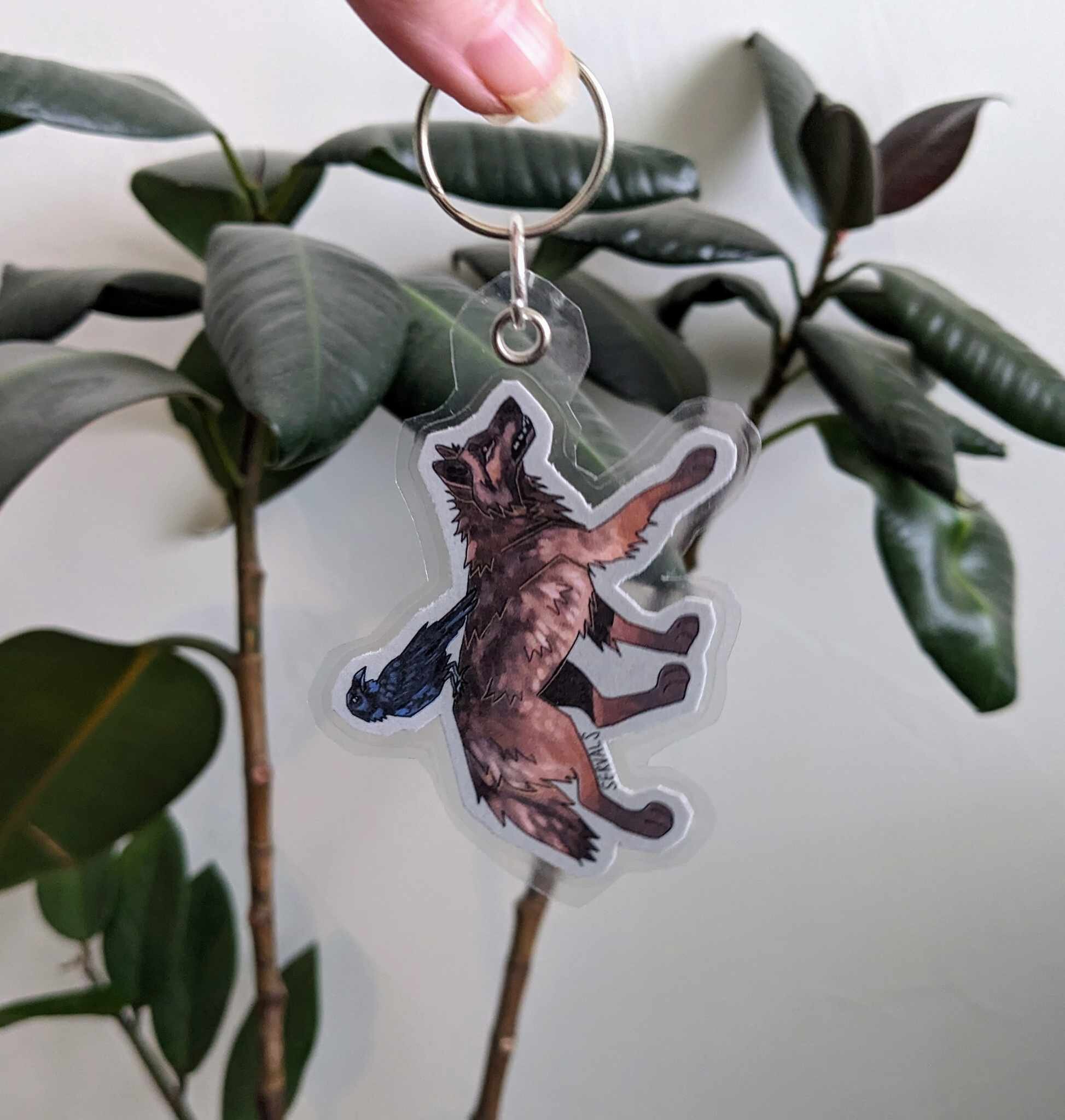 Wolf & Raven Keychain Handmade Laminated Keyring / Charm | Stylized ...