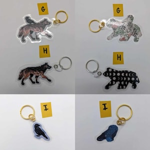 Wolf & Raven Keychain Handmade Laminated Keyring / Charm | Stylized ...