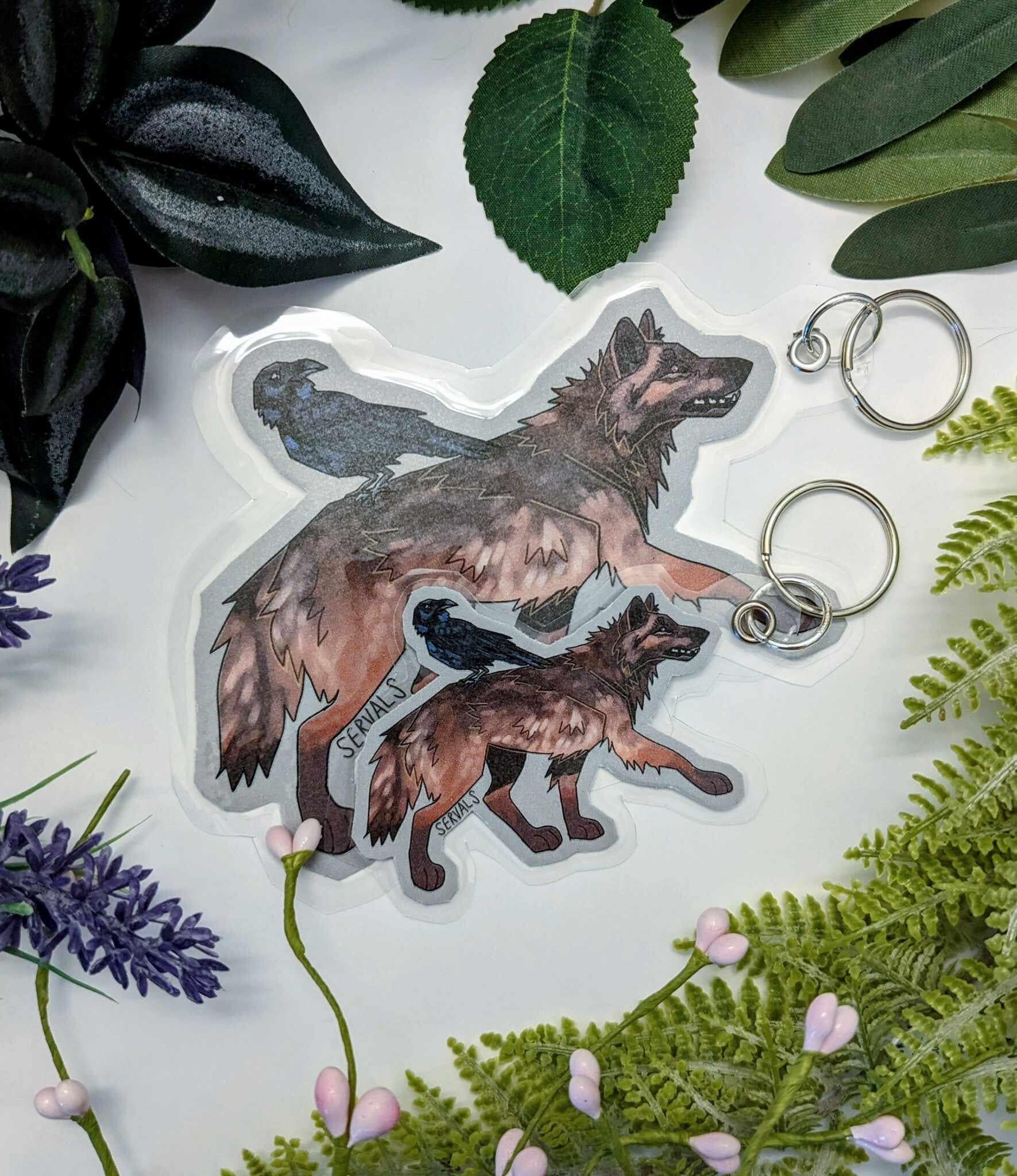 Wolf & Raven Keychain Handmade Laminated Keyring / Charm | Stylized ...