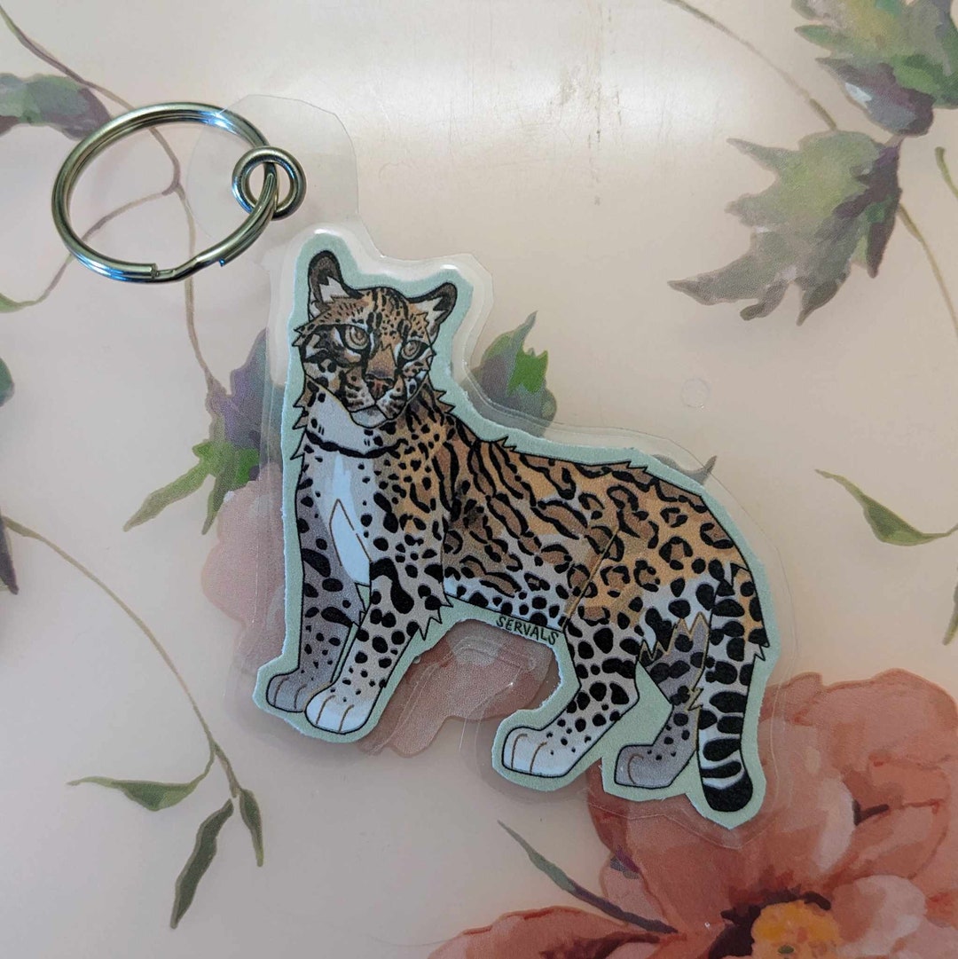 Ocelot Keychain Handmade Laminated Keyring / Charm | Stylized Wildlife ...