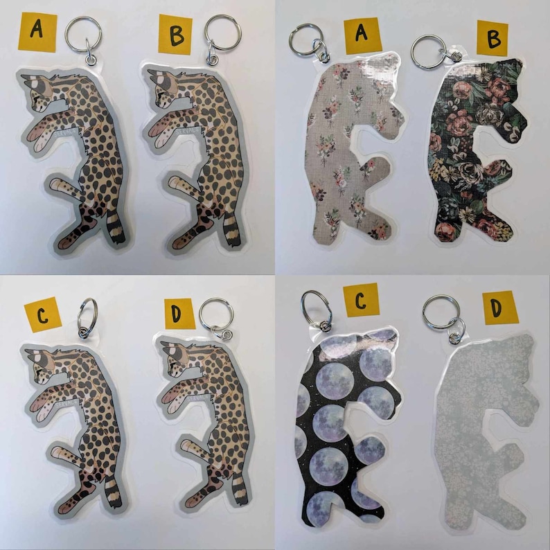 Jumping Serval Keychain Handmade Laminated Keyring / Charm Stylized ...