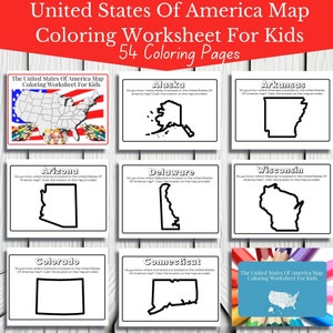 The United States of America Map Coloring Worksheet for Kids| America ...