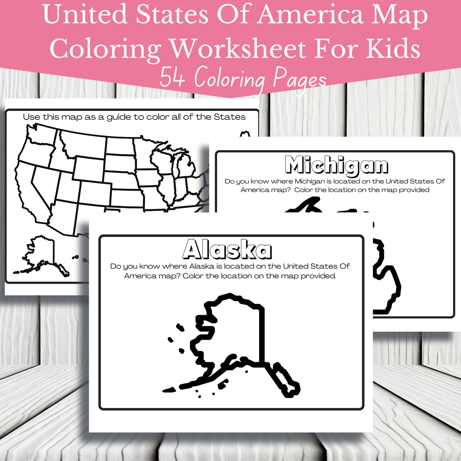 The United States of America Map Coloring Worksheet for Kids| America ...