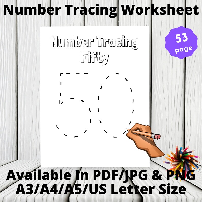 Number Tracing Worksheethandwriting Practicelearn to Write - Etsy