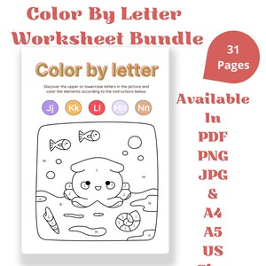 Color by Letter Worksheet Bundle|animal Letters Coloring Pages for Kids ...