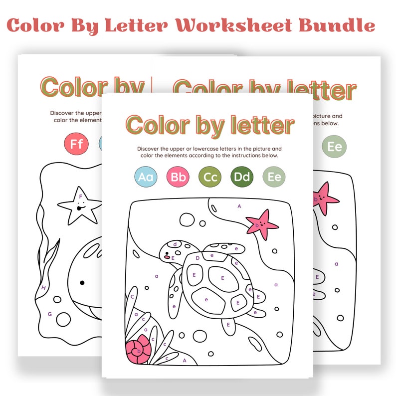 Color by Letter Worksheet Bundle|animal Letters Coloring Pages for Kids ...