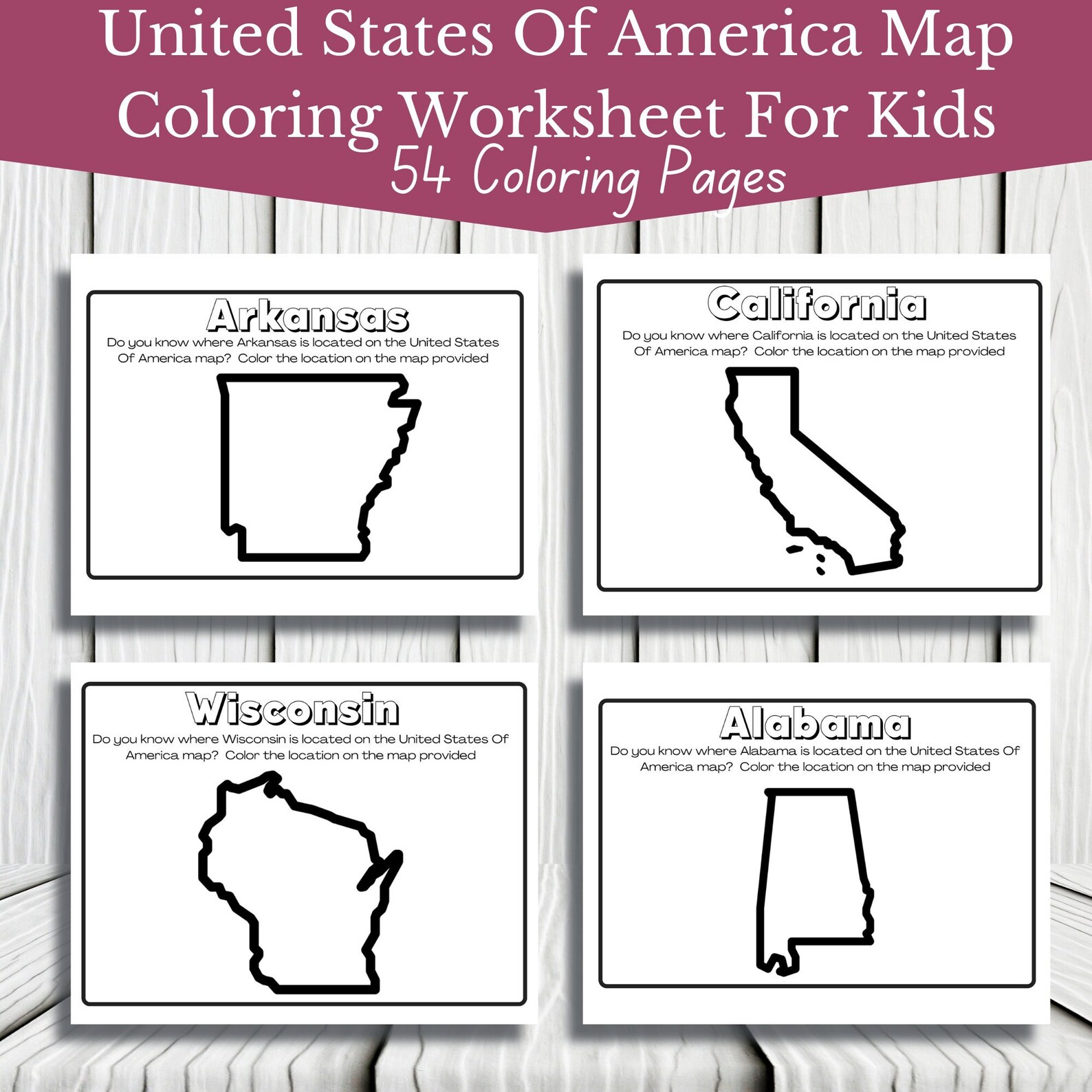 The United States of America Map Coloring Worksheet for Kids| America ...