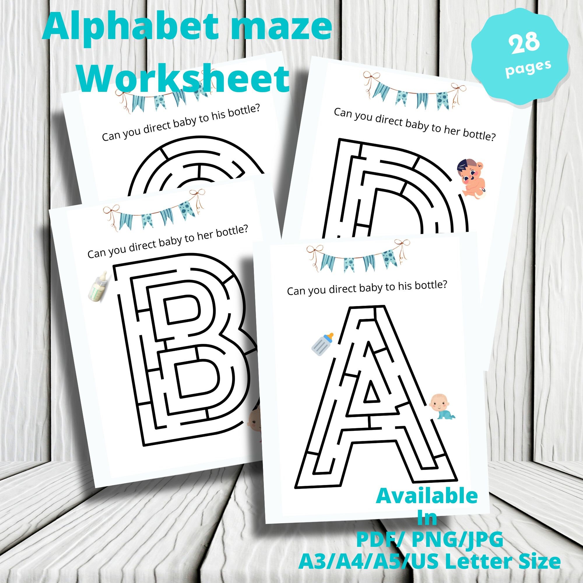 Alphabet Maze Worksheet Preschool Learning Support Elementary Alphabet ...