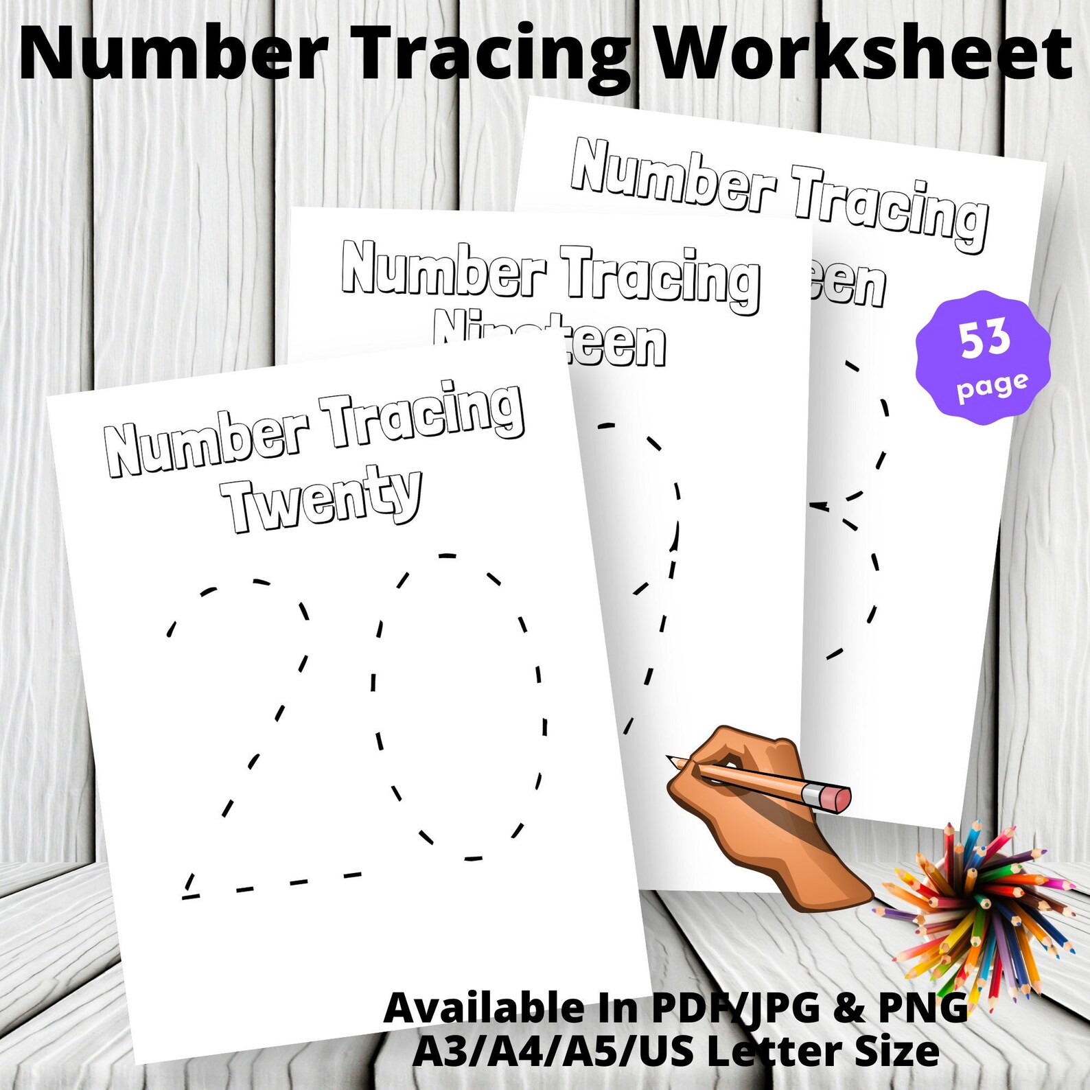 Number Tracing Worksheet|handwriting Practice|learn to Write Numbers ...