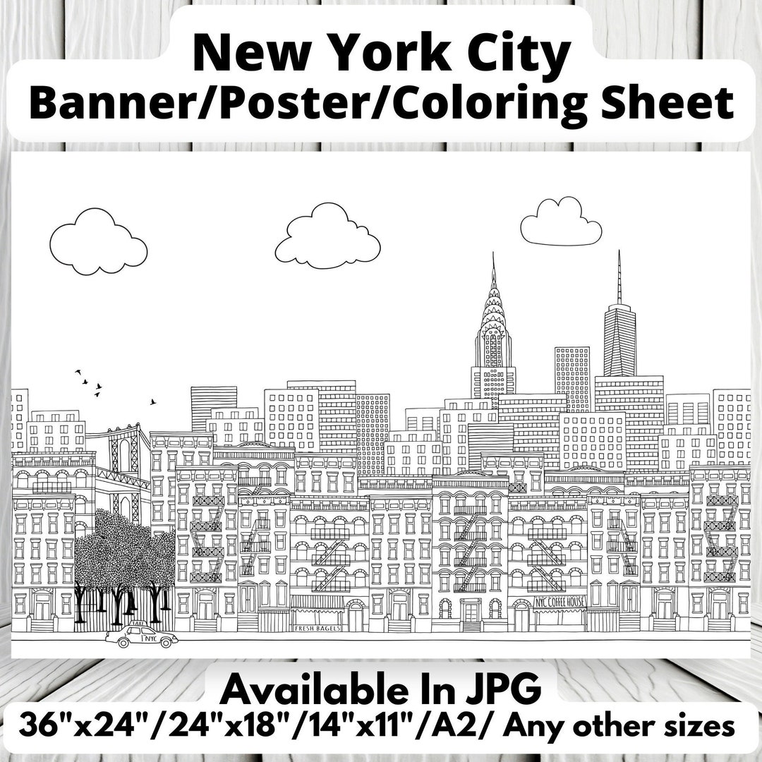New York City Coloring Sheet Printable for Adults & Kids|hand Drawn ...