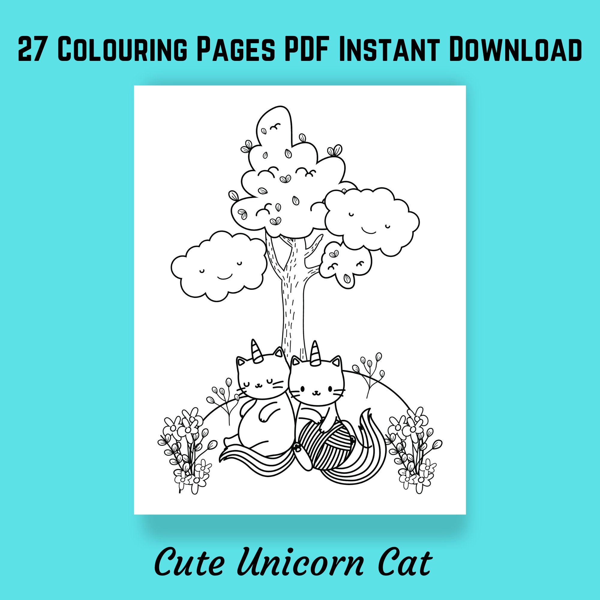 Cute Unicorn Cat|coloring Pages|animal Coloring Book|coloring Pages for ...
