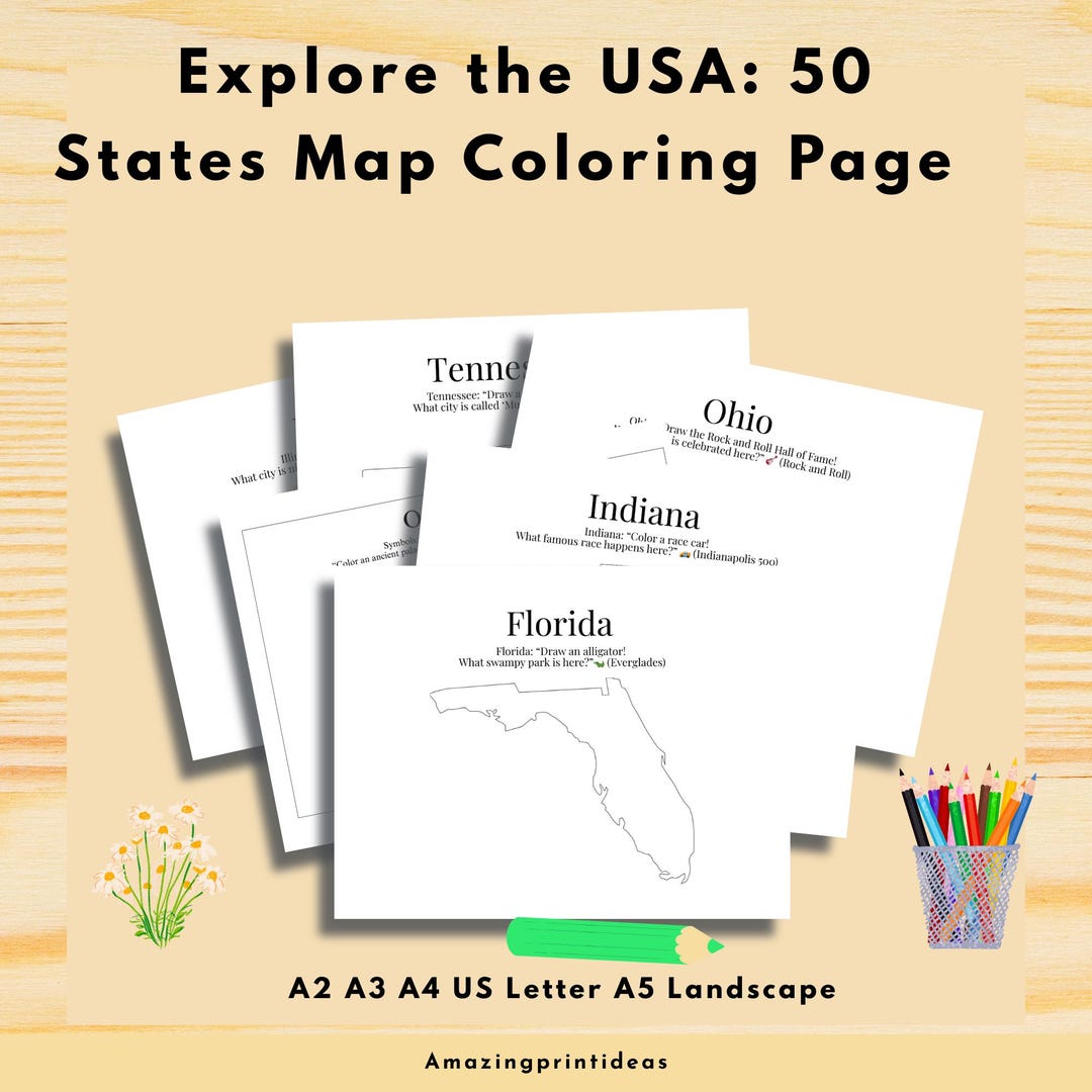 United States Map Colouring Pages| 50 States Geography Activity ...