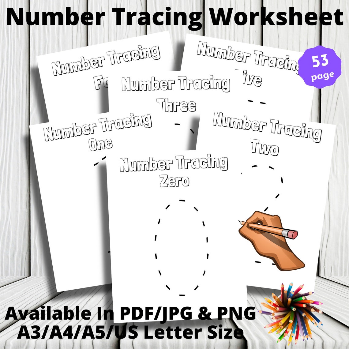 Number Tracing Worksheethandwriting Practicelearn to Write - Etsy