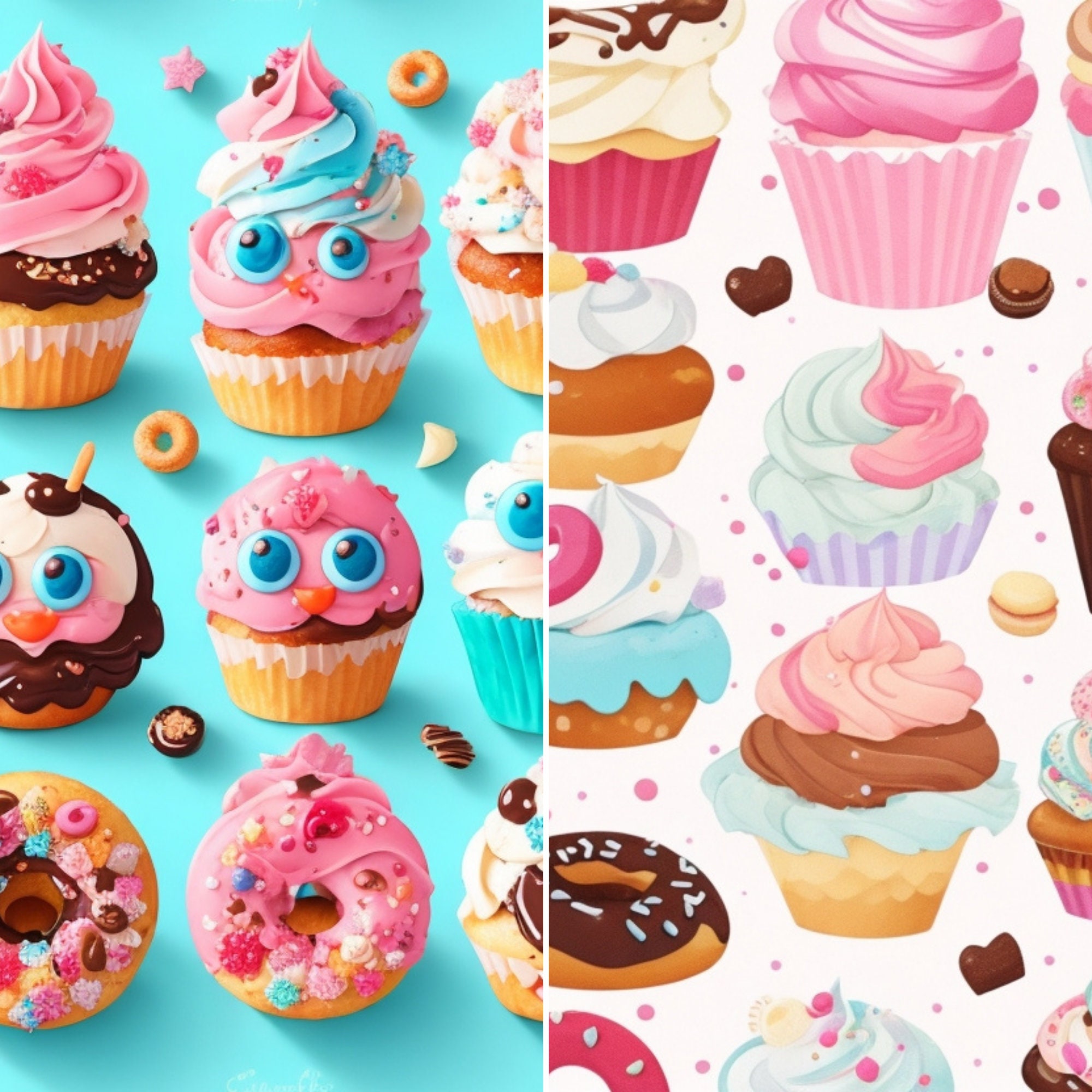 Adorable Food Art| Digital Paper Patterns| Food Character Artwork ...