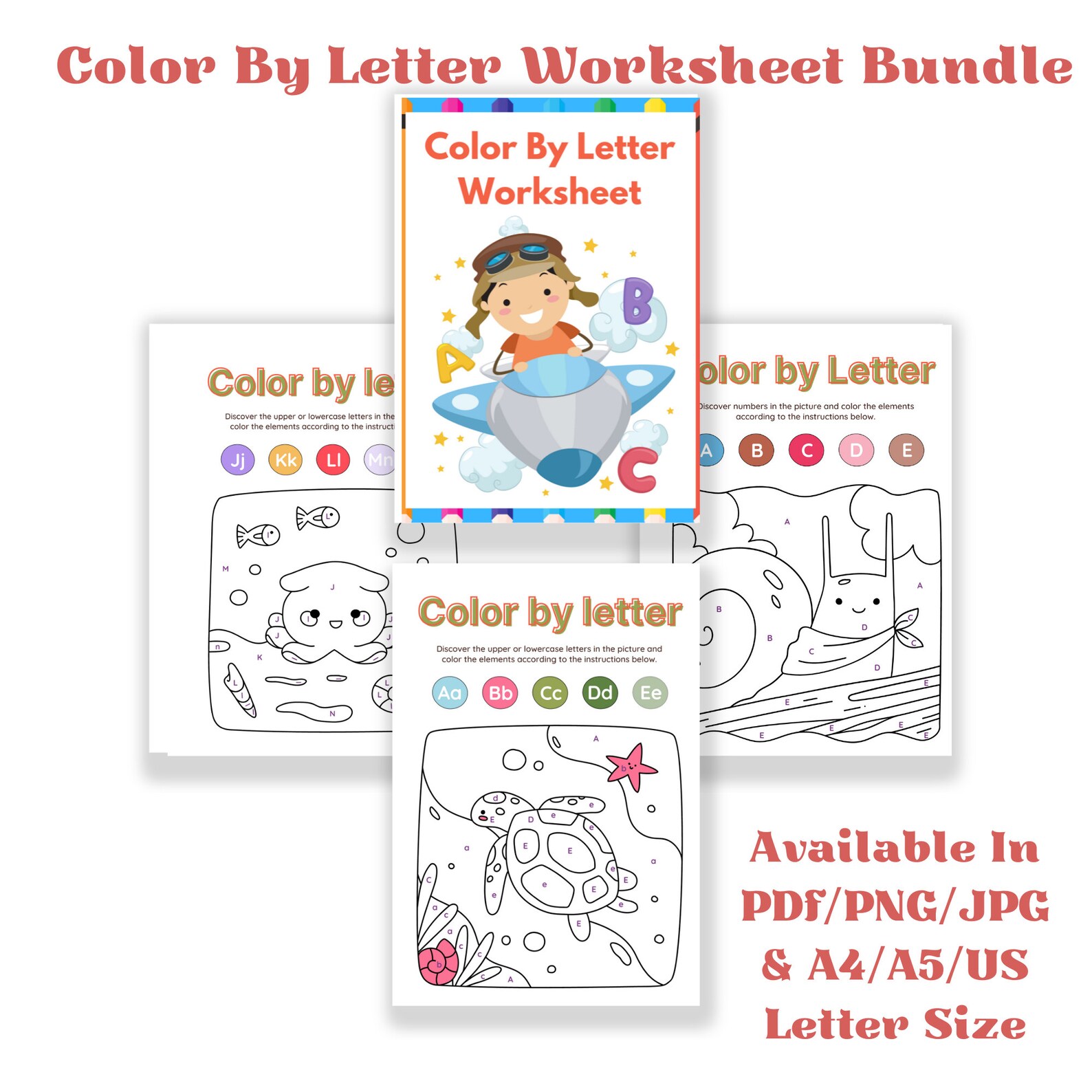 Color by Letter Worksheet Bundleanimal Letters Coloring Pages for ...