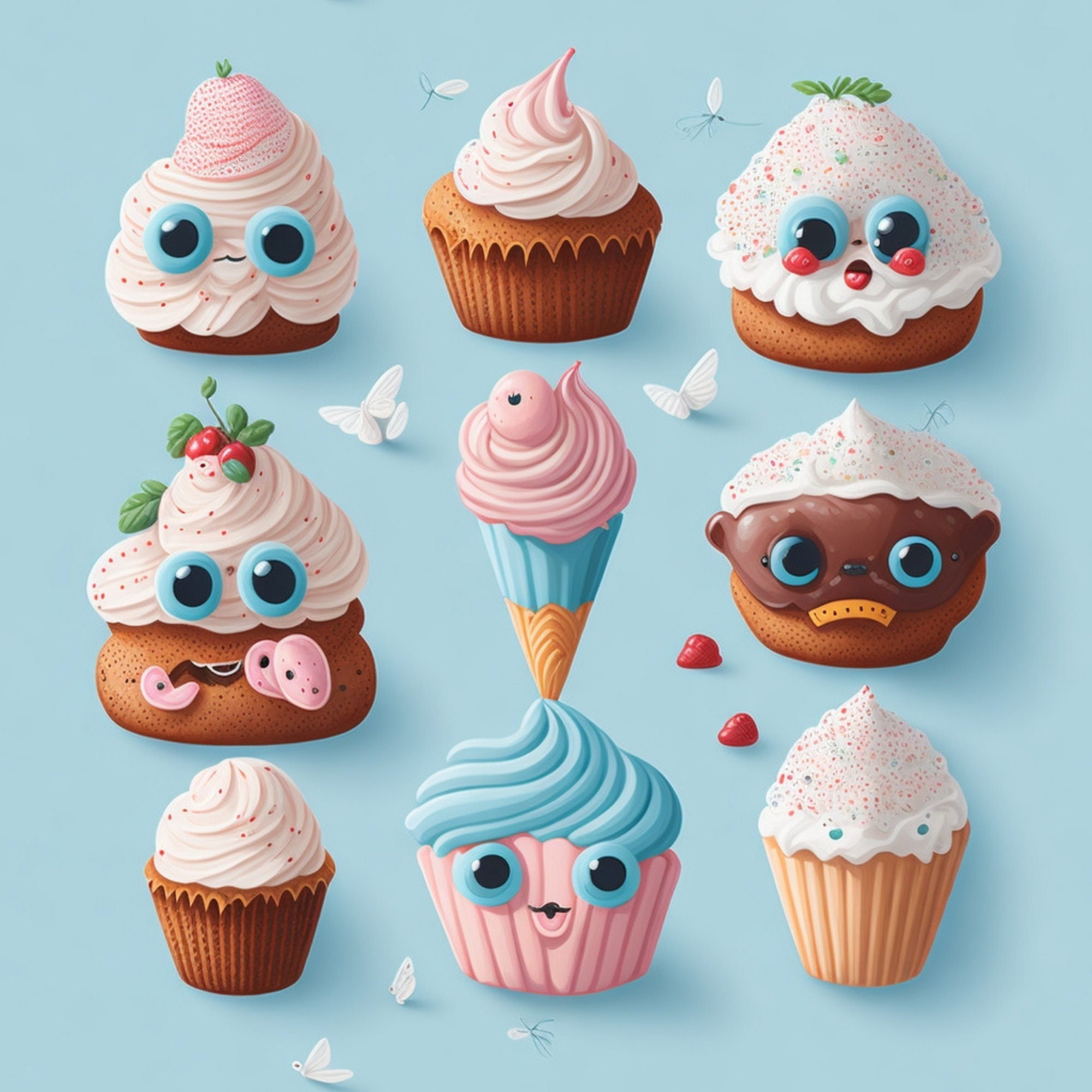 Adorable Food Art Digital Paper Patterns Food Character Artwork Digital ...