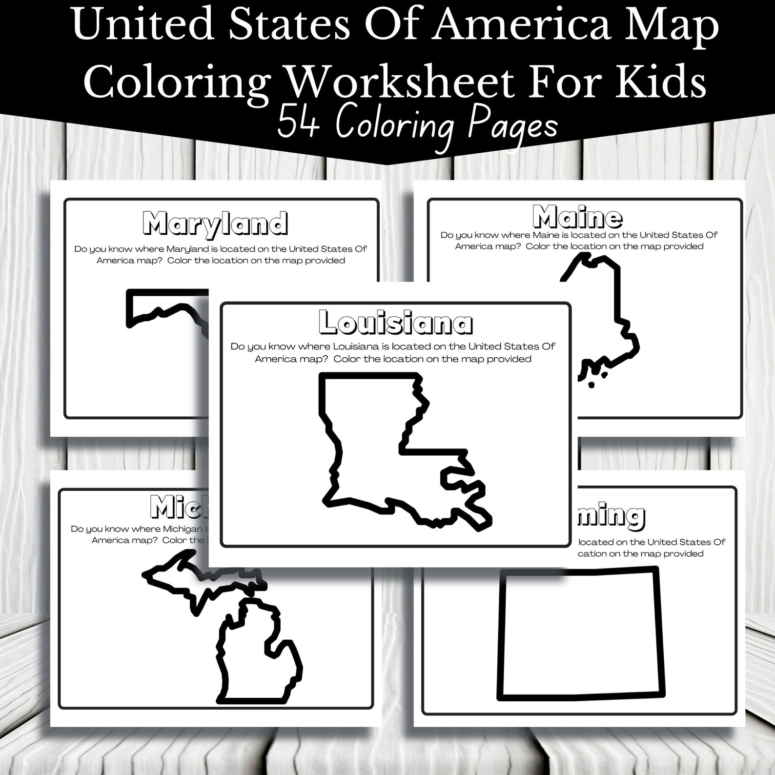 The United States of America Map Coloring Worksheet for Kids| America ...
