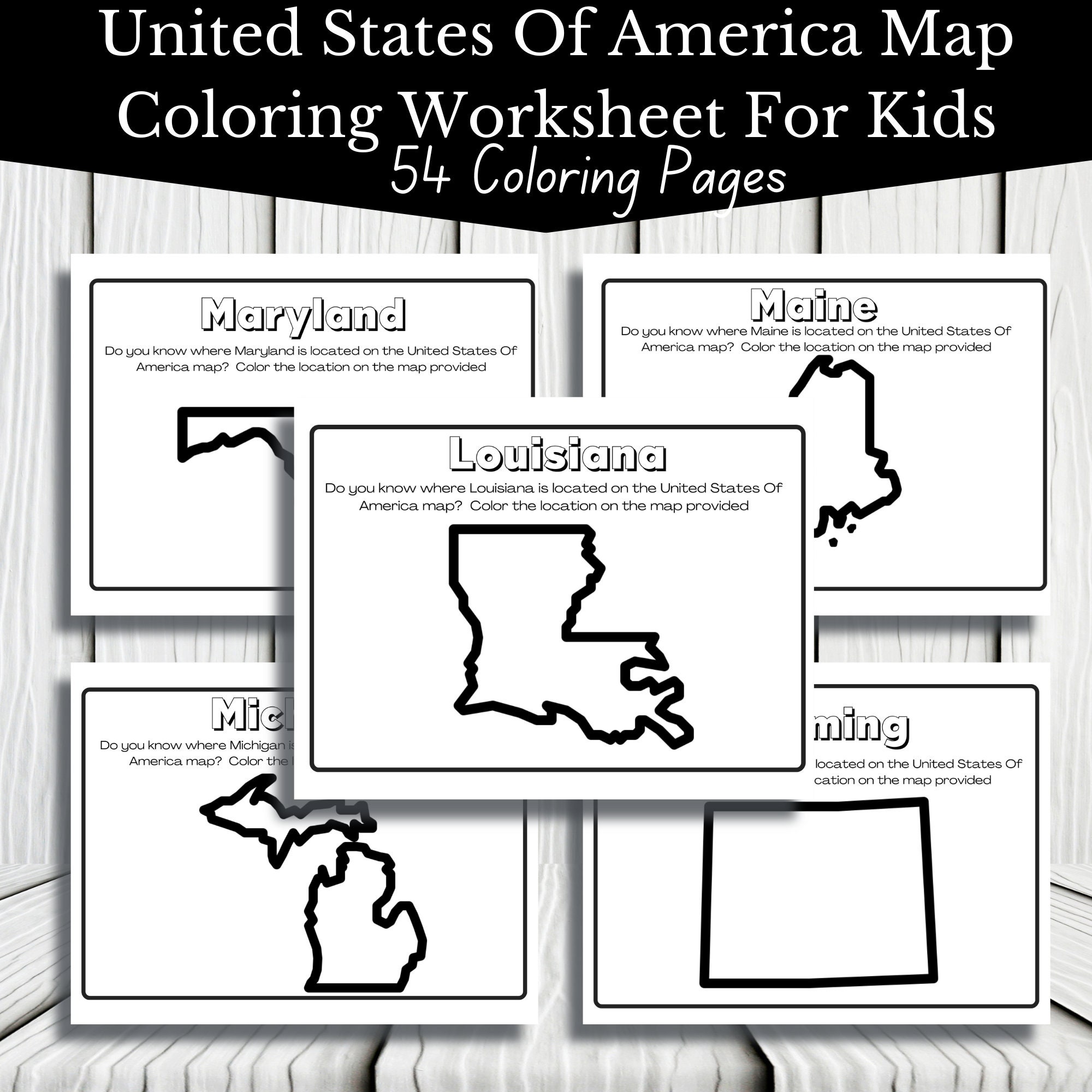 The United States of America Map Coloring Worksheet for Kids| America ...