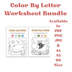 Color by Letter Worksheet Bundle|animal Letters Coloring Pages for Kids ...
