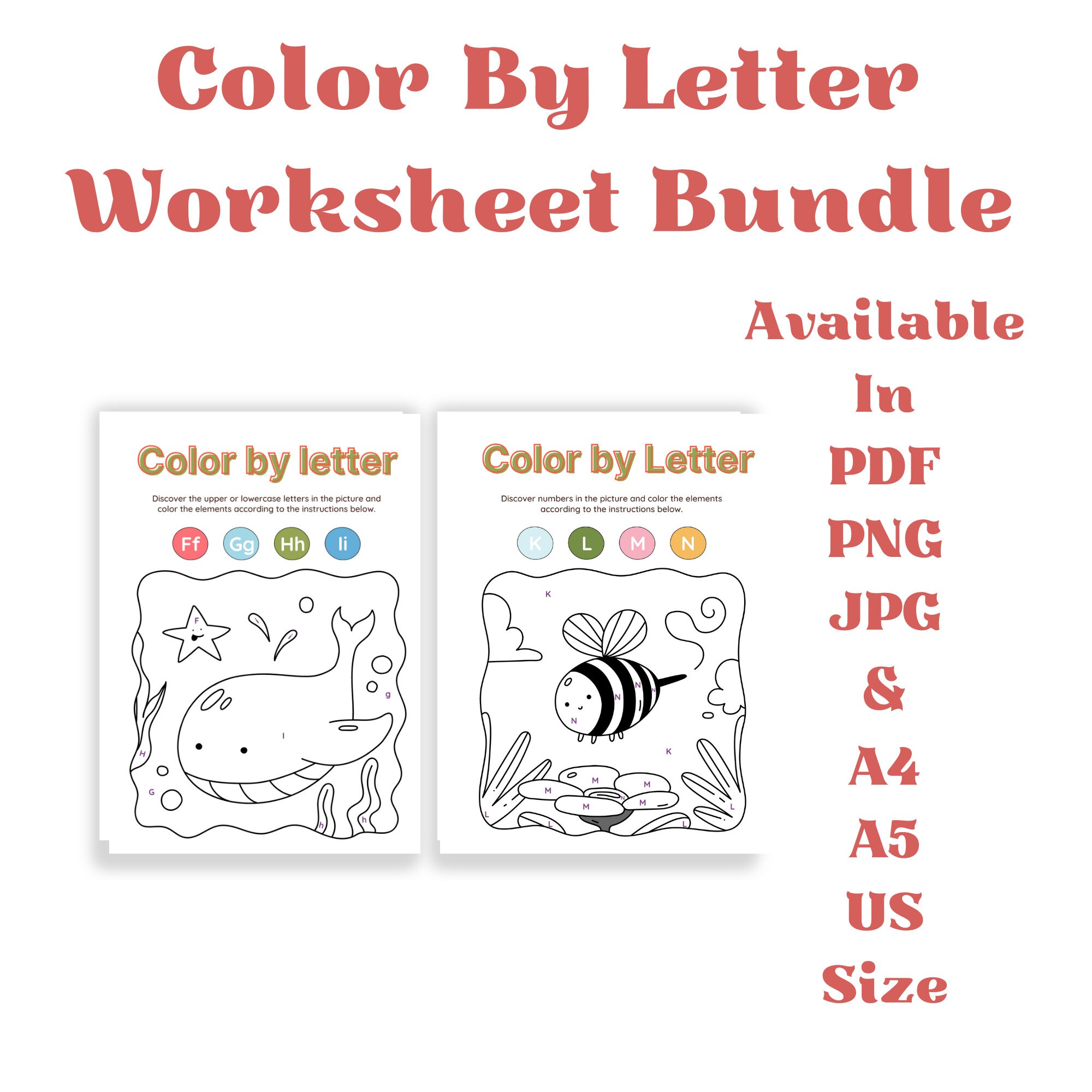 Color by Letter Worksheet Bundleanimal Letters Coloring Pages for ...