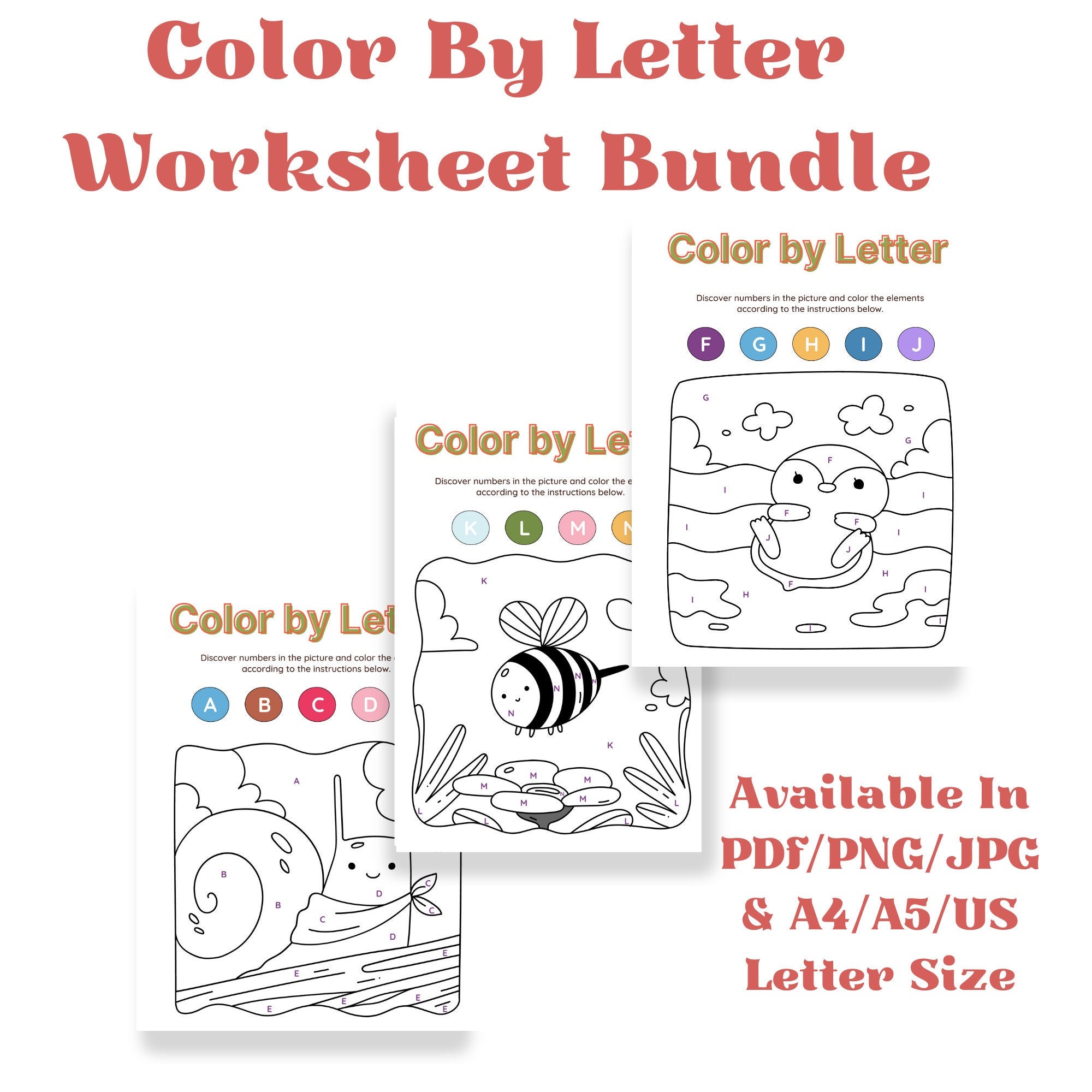 Color by Letter Worksheet Bundle|animal Letters Coloring Pages for Kids ...