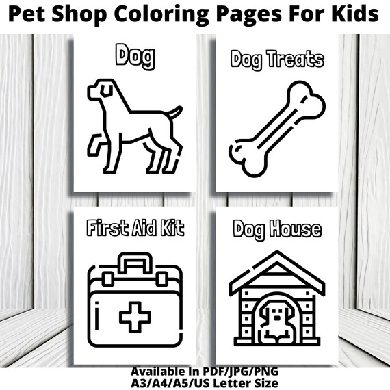 Pet Shop Coloring Pages for Kids Printable Coloring Sheets - Etsy