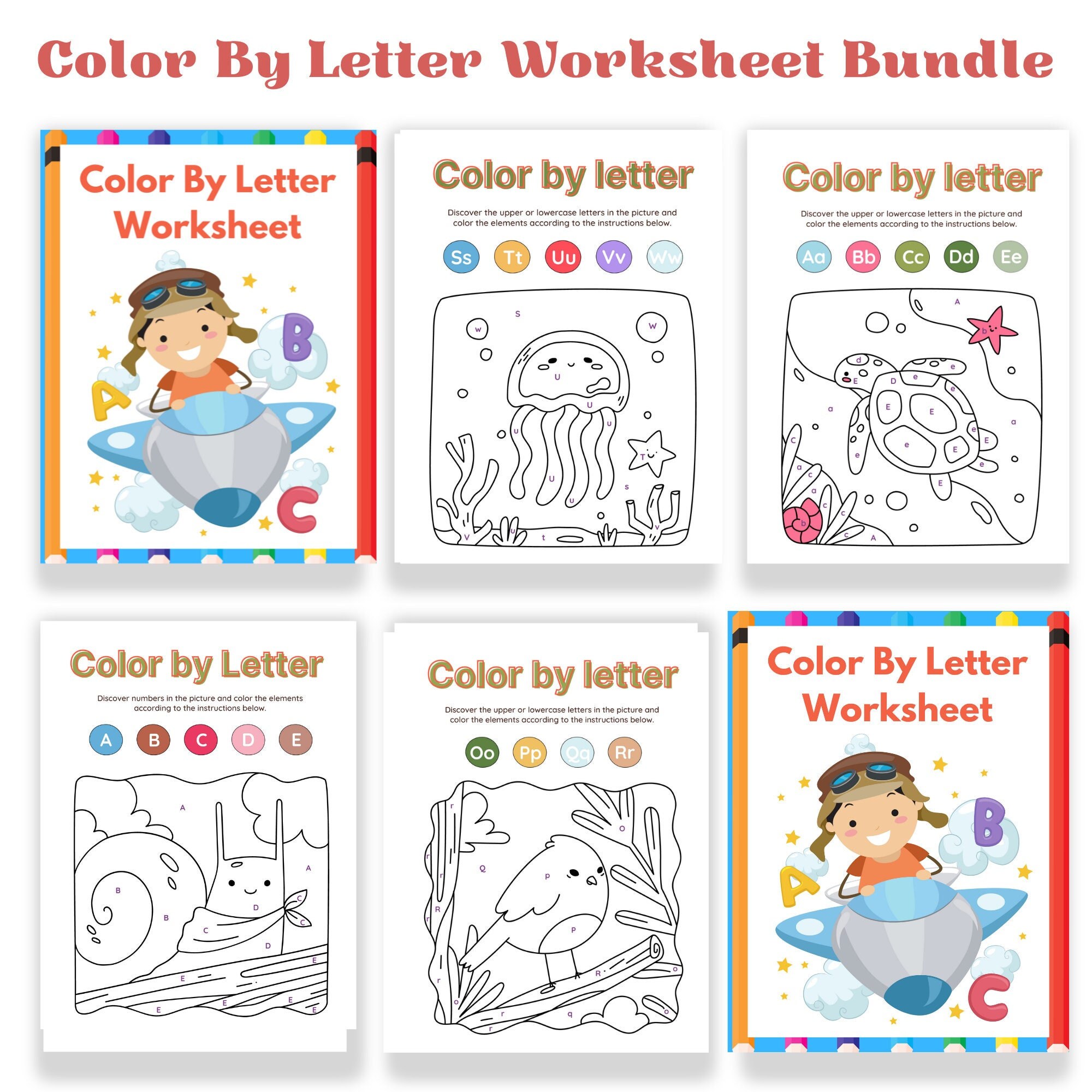 Color by Letter Worksheet Bundle|animal Letters Coloring Pages for Kids ...