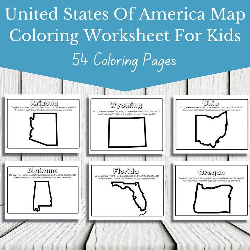 The United States of America Map Coloring Worksheet for Kids| America ...