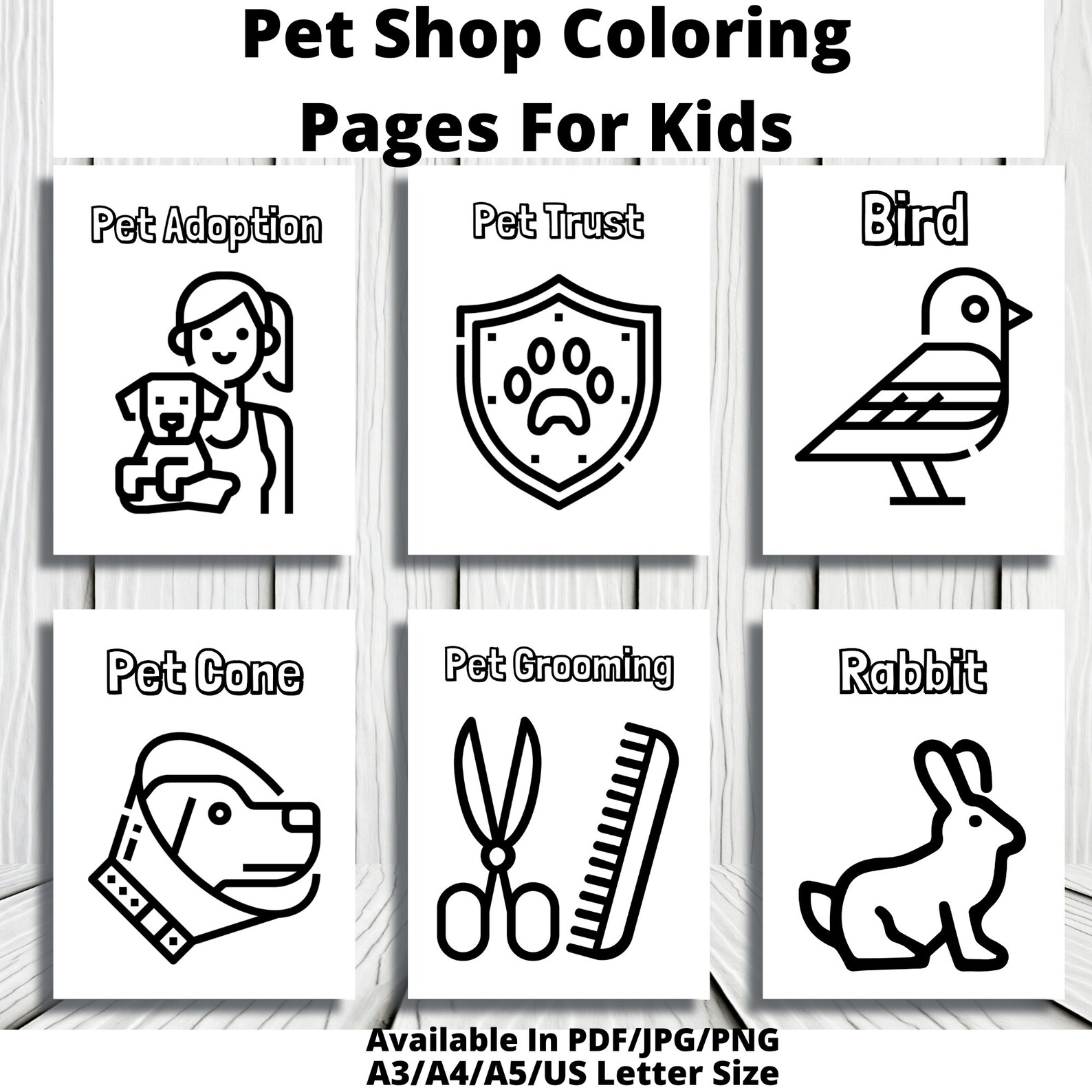 Pet Shop Coloring Pages for Kids Printable Coloring Sheets - Etsy