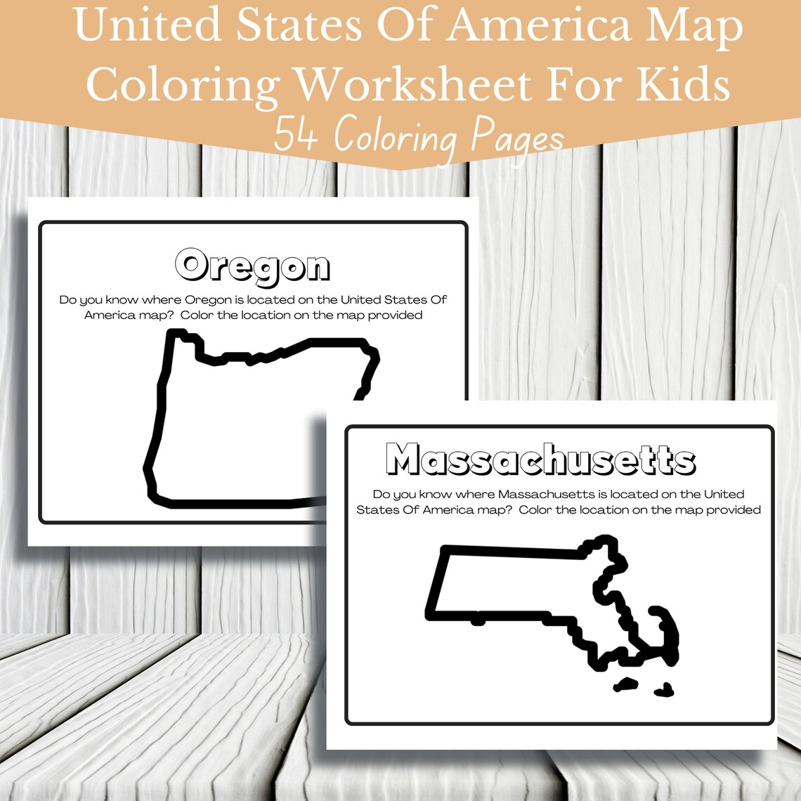 The United States of America Map Coloring Worksheet for Kids - Etsy
