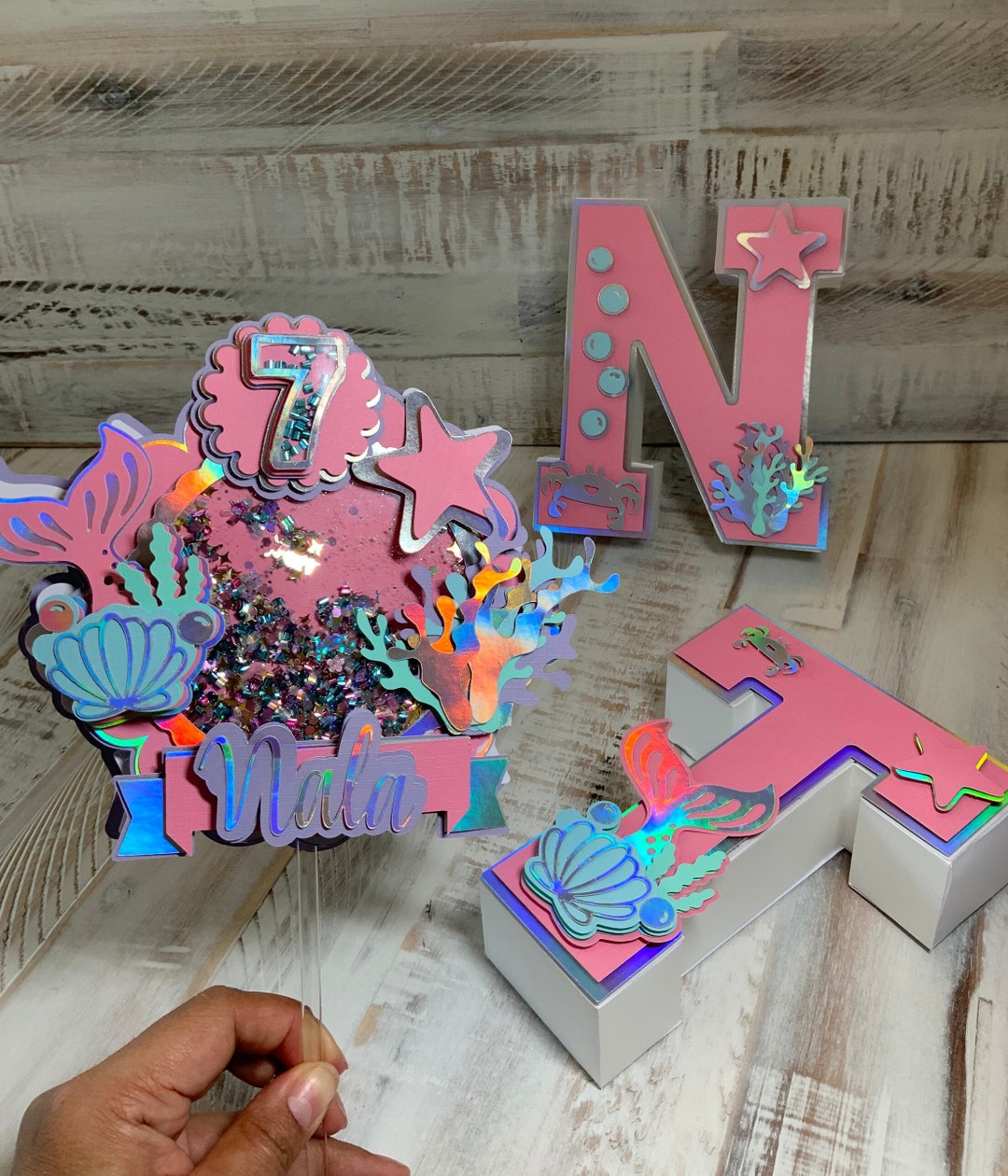 Mermaid 3d Letter/ Mermaid Cake Topper/mermaid Party Decorations ...