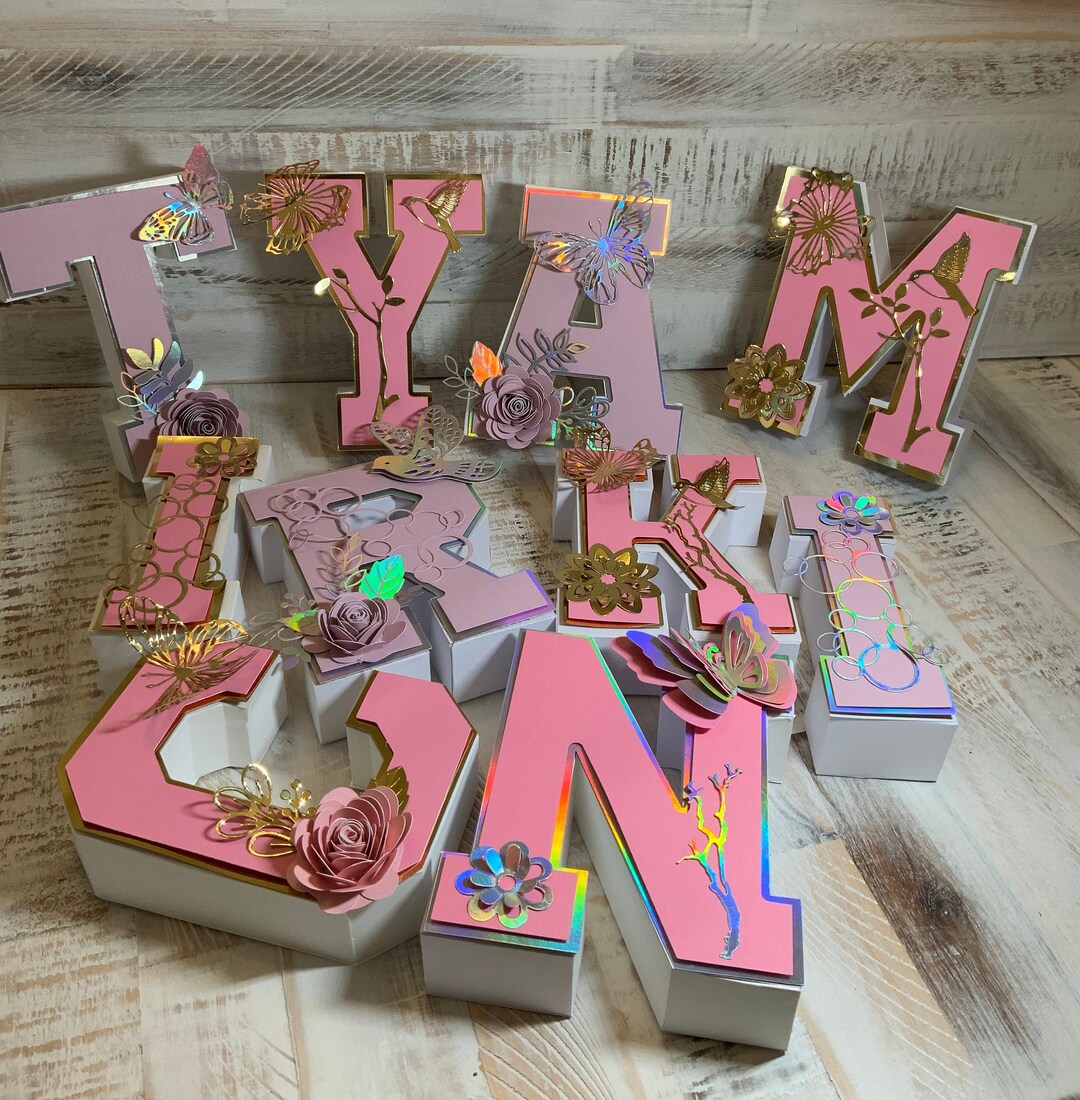 3D Paper Letters With Flowers, Butterfly, Bird Decoration, Mom Gifts - Etsy